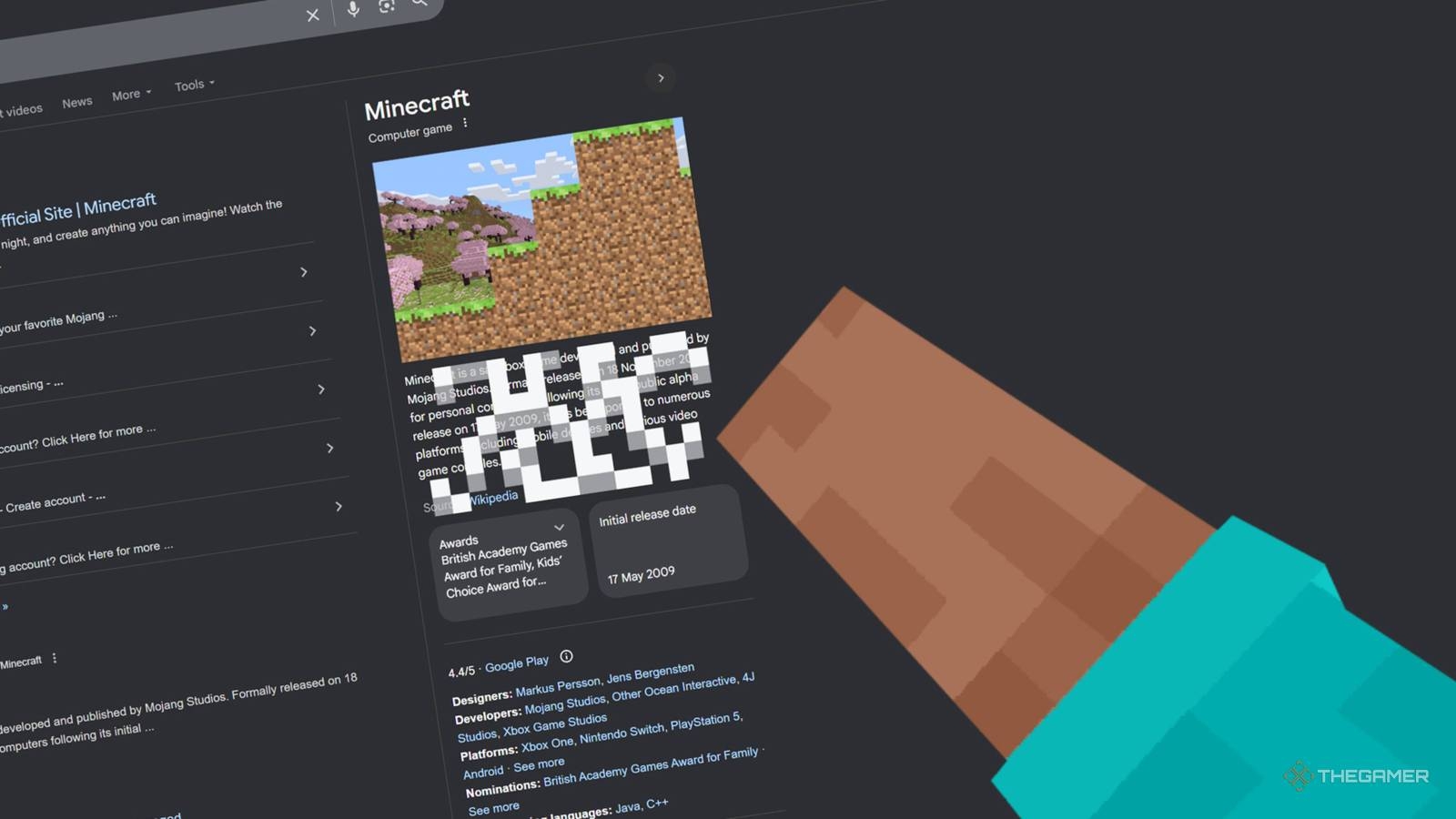 Minecraft Fans Have Only Just Realized Searching For It Turns Google ...